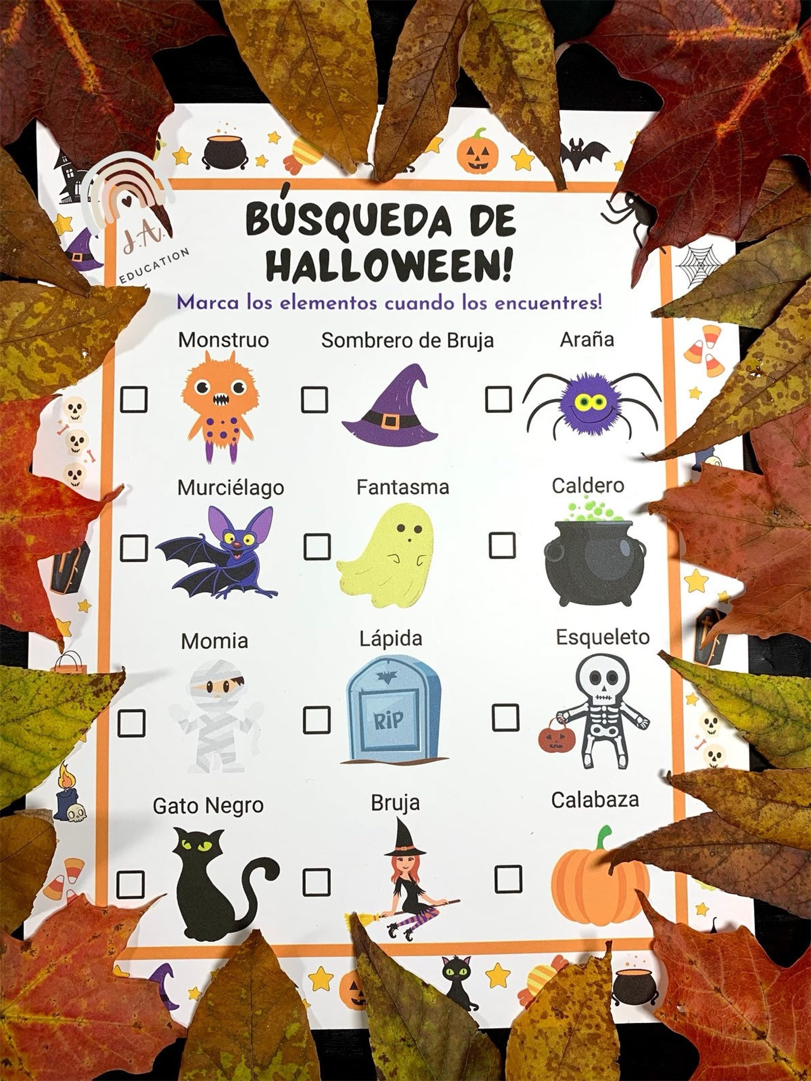 Spanish Halloween Scavenger Hunt, Fall Scavenger Hunt, Toddler ...