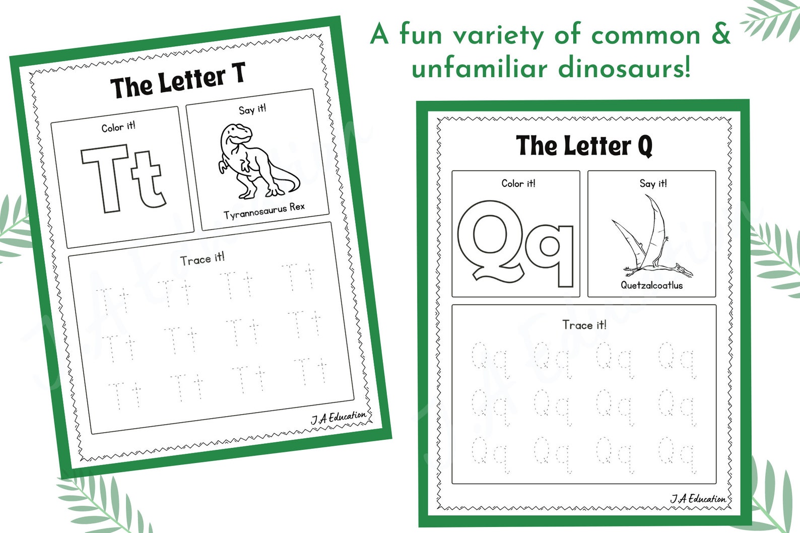 Dinosaur Alphabet Tracing Worksheets, Preschool Printables, Toddler ...