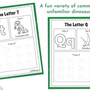 Dinosaur Alphabet Tracing Worksheets, Preschool Printables, Toddler ...