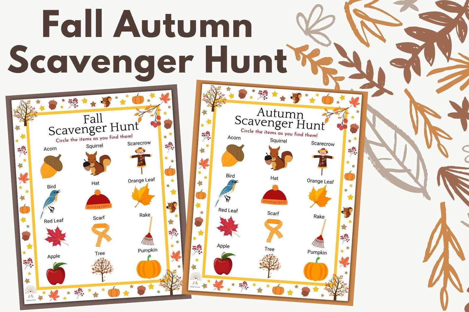 Fall Autumn Scavenger Hunt Printable, Homeschool Printables ...