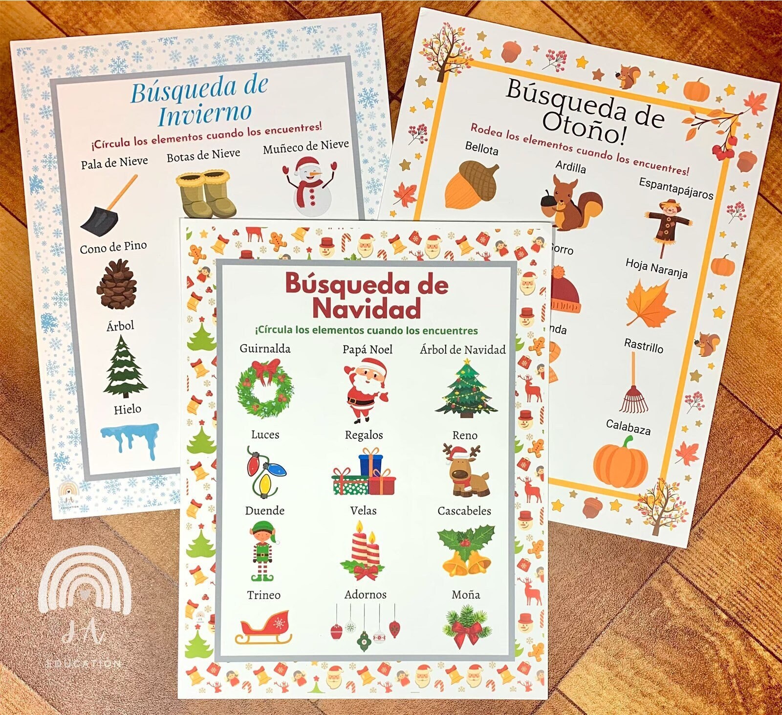 Spanish Printable Scavenger Hunts, Christmas, Winter, Fall, 2 3 4 5 ...