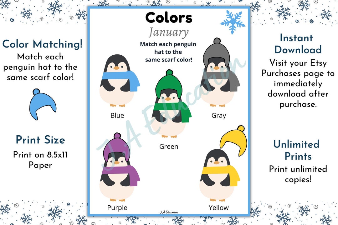 Winter Wonderland Printable Color Matching, Toddler Quiet Activity ...