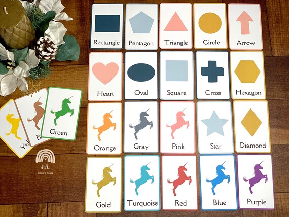 Educational Flashcards Printable Shapes and Colors | Etsy