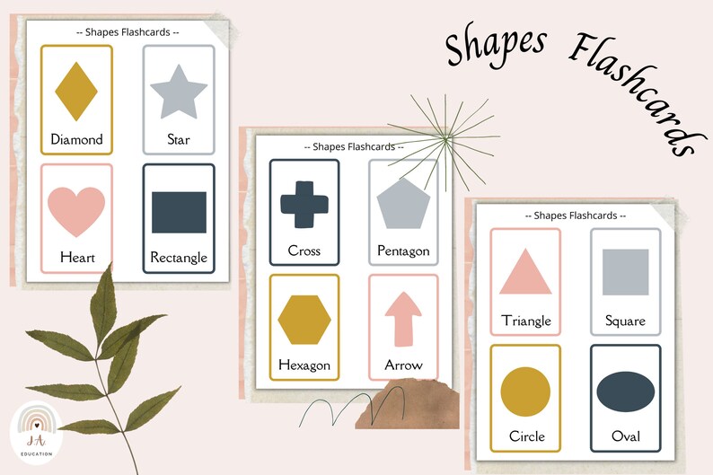 Educational Flashcards, Printable Shapes and Colors, Homeschool Digital ...