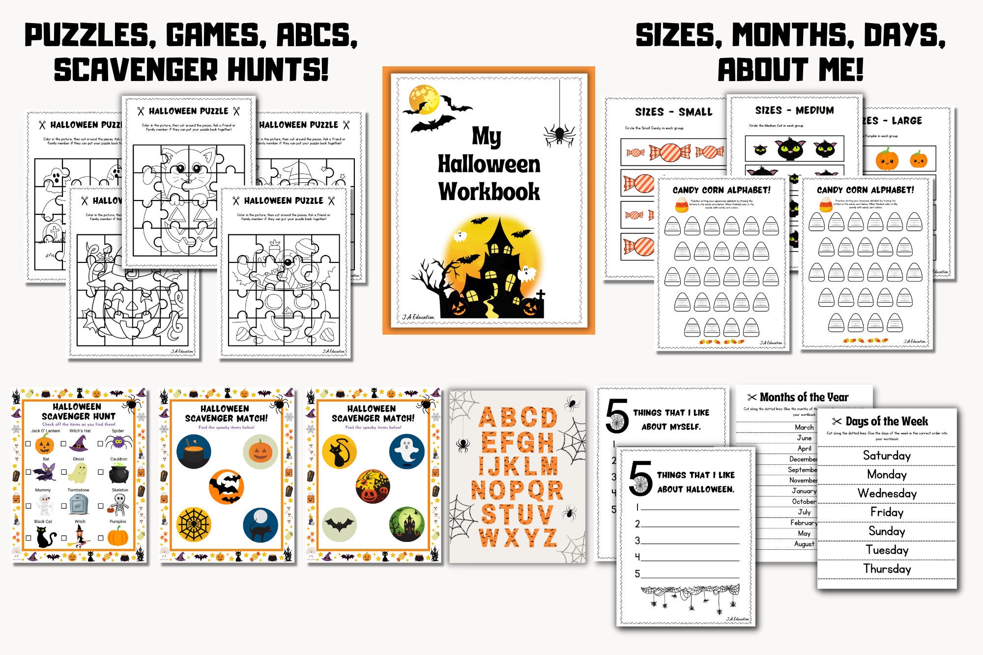 100 Halloween Worksheets, Fine Motor Scissor Skills, Printable Learning ...