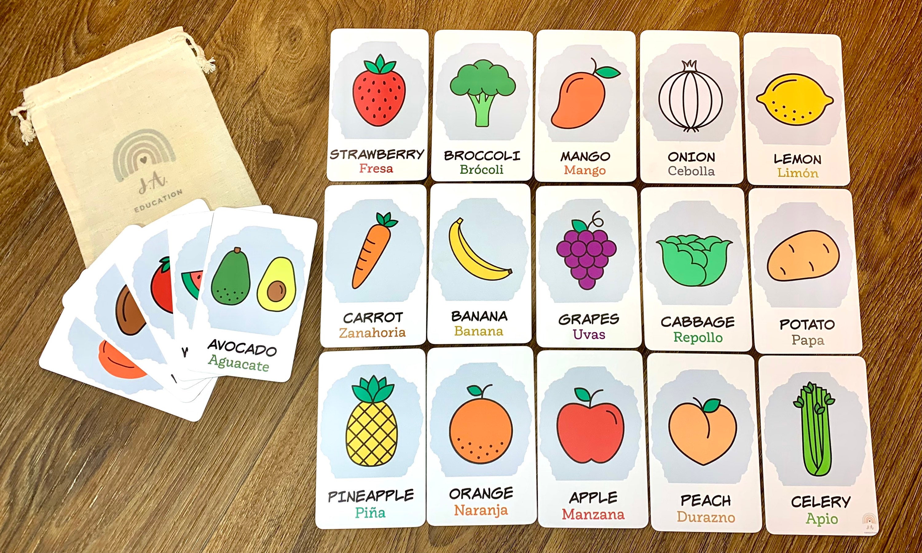 Spanish Printable Montessori Flashcards, Toddler Kids Learning Spanish ...