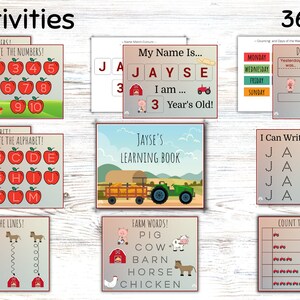 Personalized Farm Busy Book, Printable Toddler Preschool Learning ...
