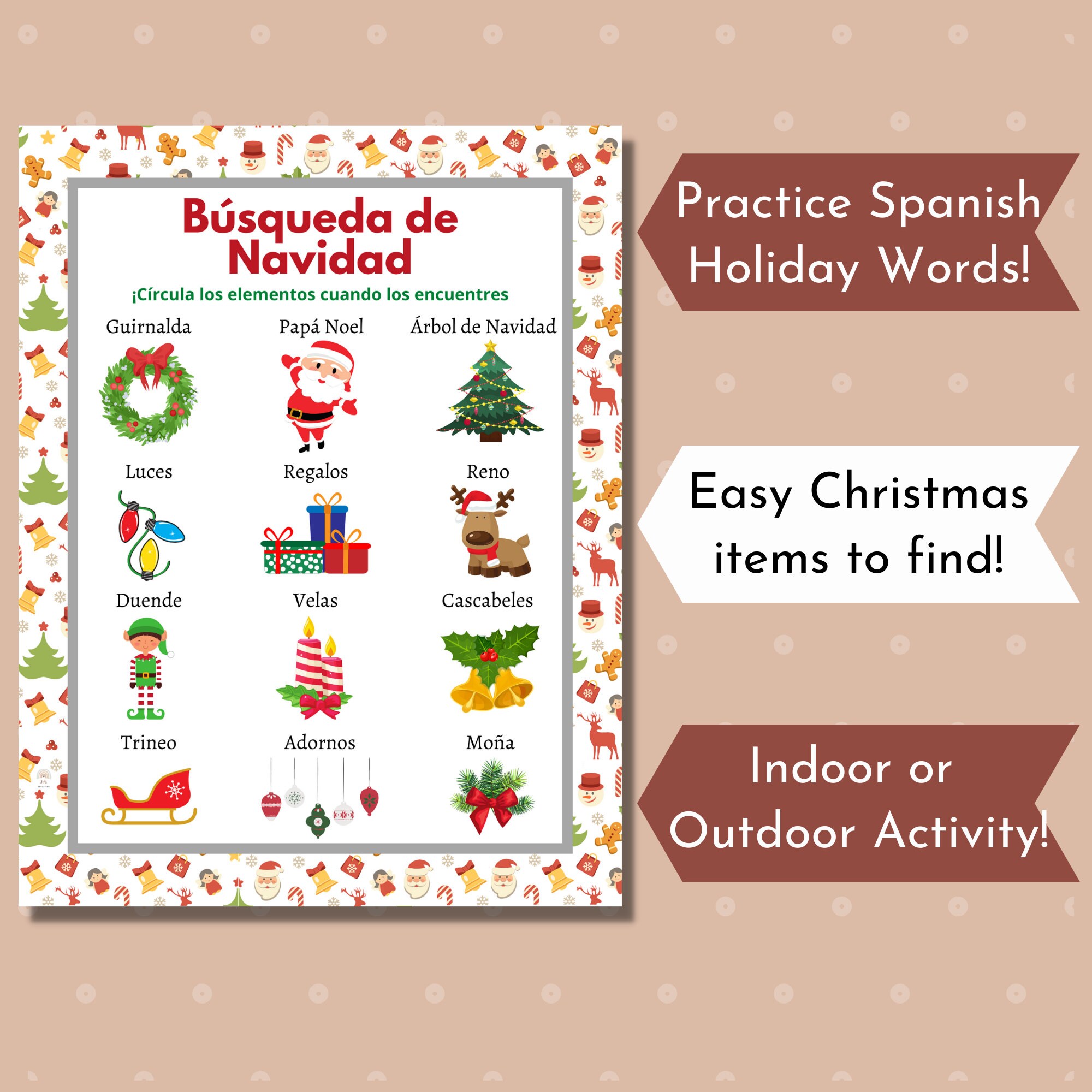 Spanish Printable Scavenger Hunts, Christmas, Winter, Fall, 2 3 4 5 ...