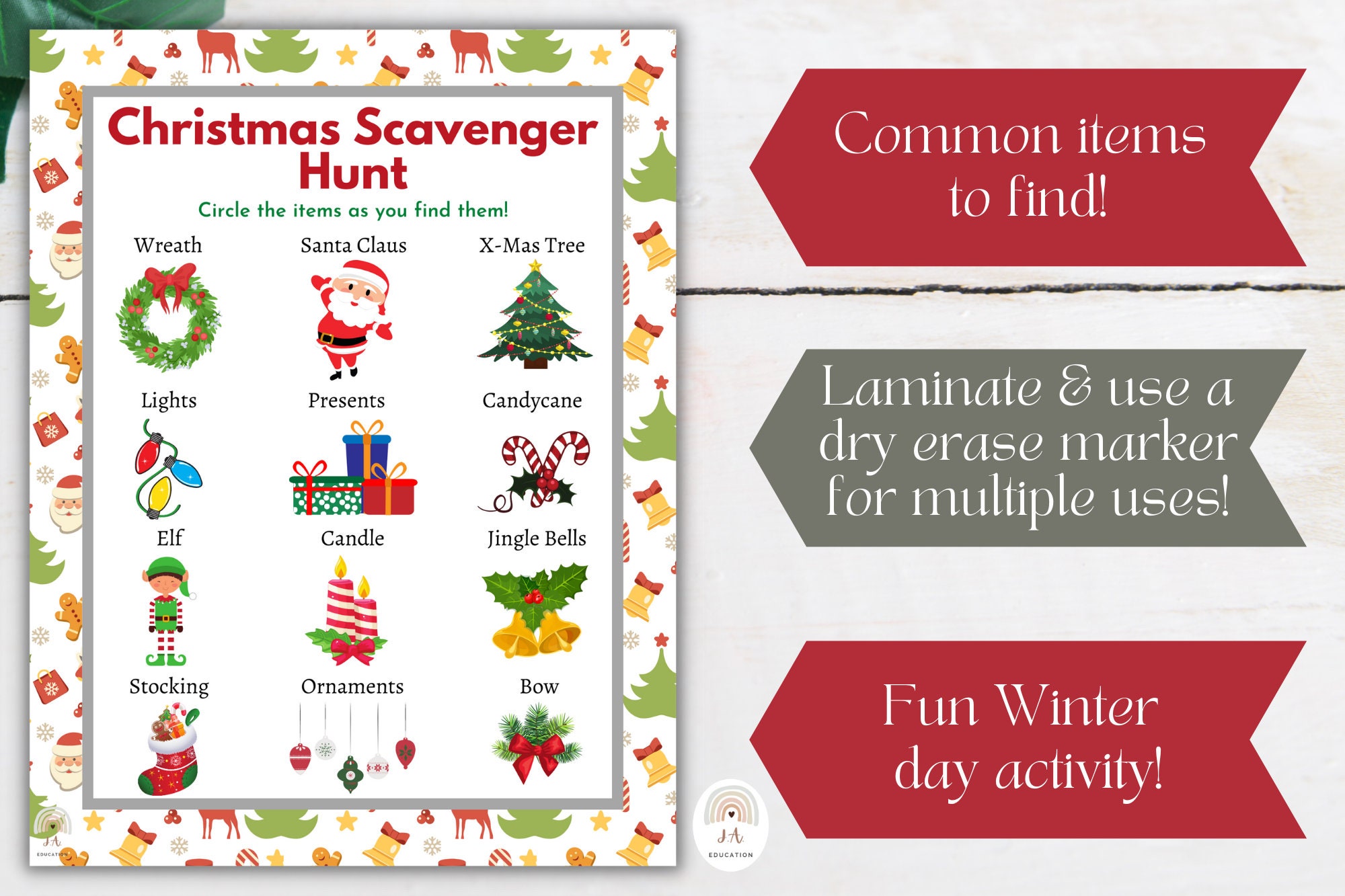 Christmas Scavenger Hunt, Printable Christmas Games, Toddler Kids ...