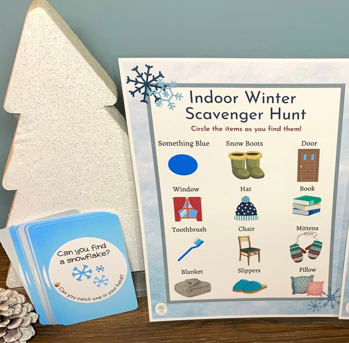 Winter Scavenger Hunt Printable Kids Winter Card Game - Etsy