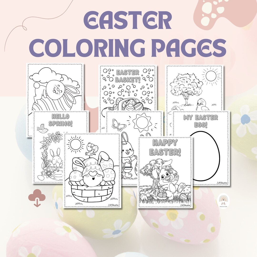 Easter Coloring Pages, Spring Coloring Book PDF, Basket Stuffers, Boys ...