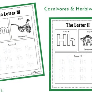 Dinosaur Alphabet Tracing Worksheets, Preschool Printables, Toddler ...