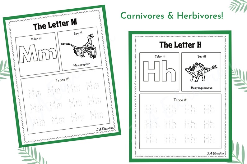 Dinosaur Alphabet Tracing Worksheets, Preschool Printables, Toddler ...