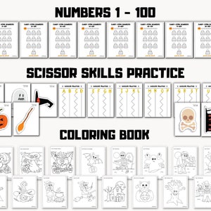 100 Halloween Worksheets, Fine Motor Scissor Skills, Printable Learning ...