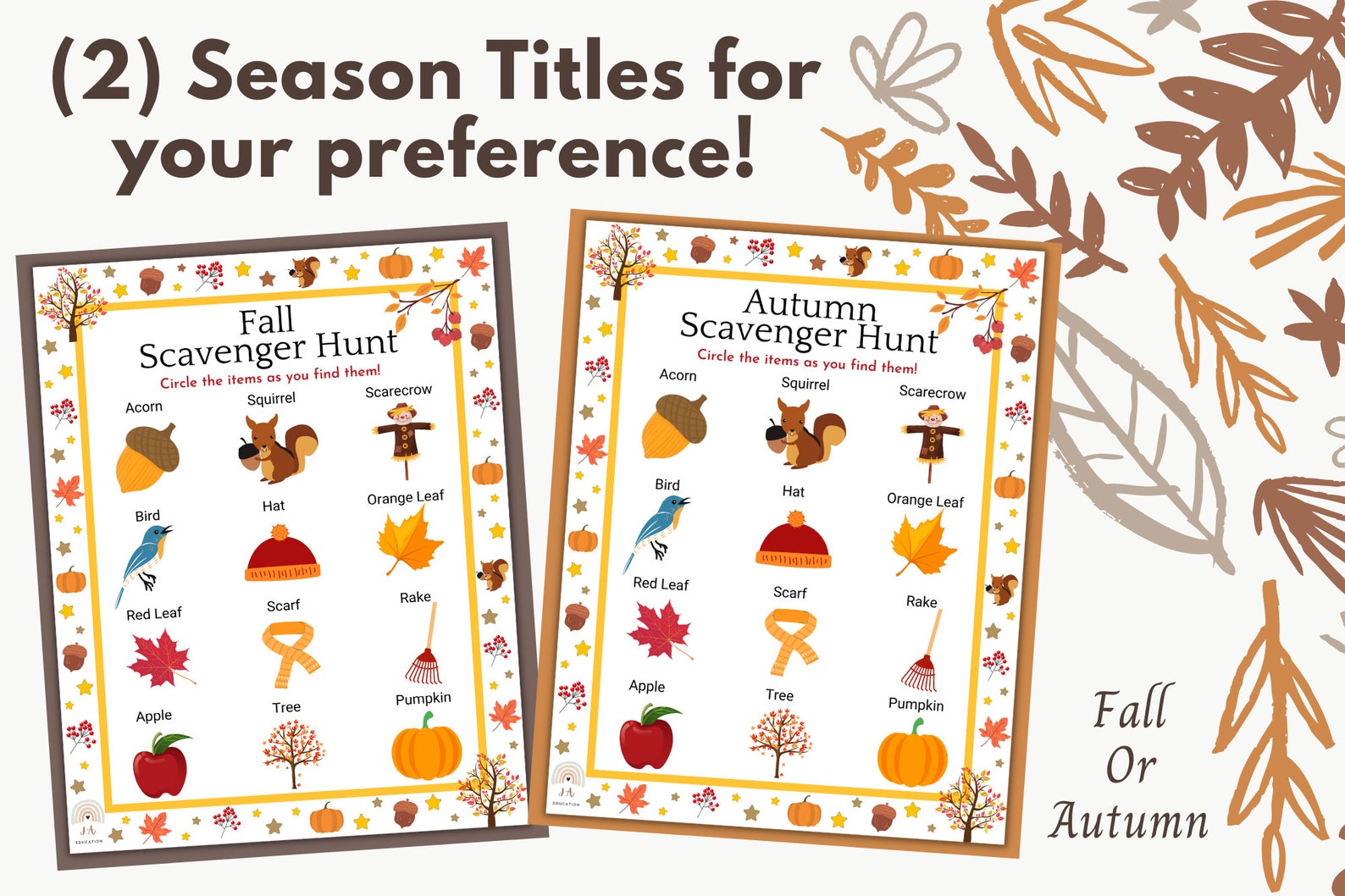 Fall Autumn Scavenger Hunt Printable, Homeschool Printables ...