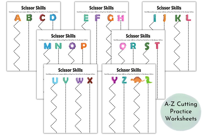 Dinosaur Scissor Skills Printable Activities, Preschool and Toddler ...
