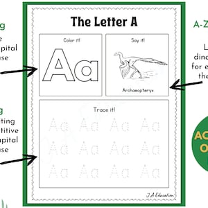 Dinosaur Alphabet Tracing Worksheets, Preschool Printables, Toddler ...