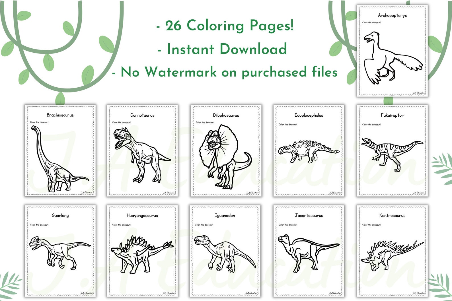 Realistic Dinosaur Coloring Pages, Printable Kids Dino Coloring Book ...