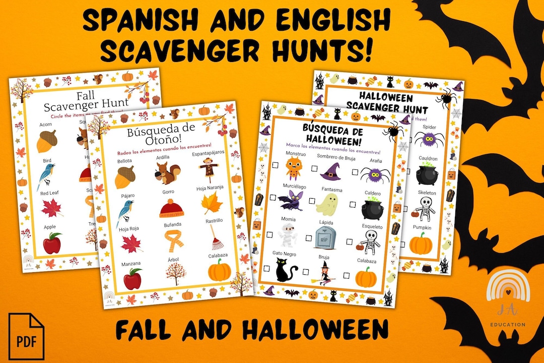Spanish Halloween Scavenger Hunt, Fall Scavenger Hunt, Toddler ...