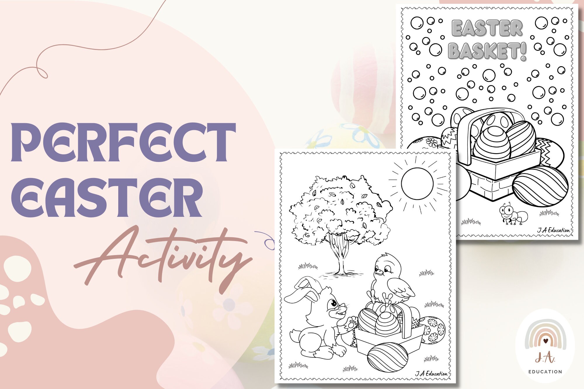 Easter Coloring Pages, Spring Coloring Book PDF, Basket Stuffers, Boys ...