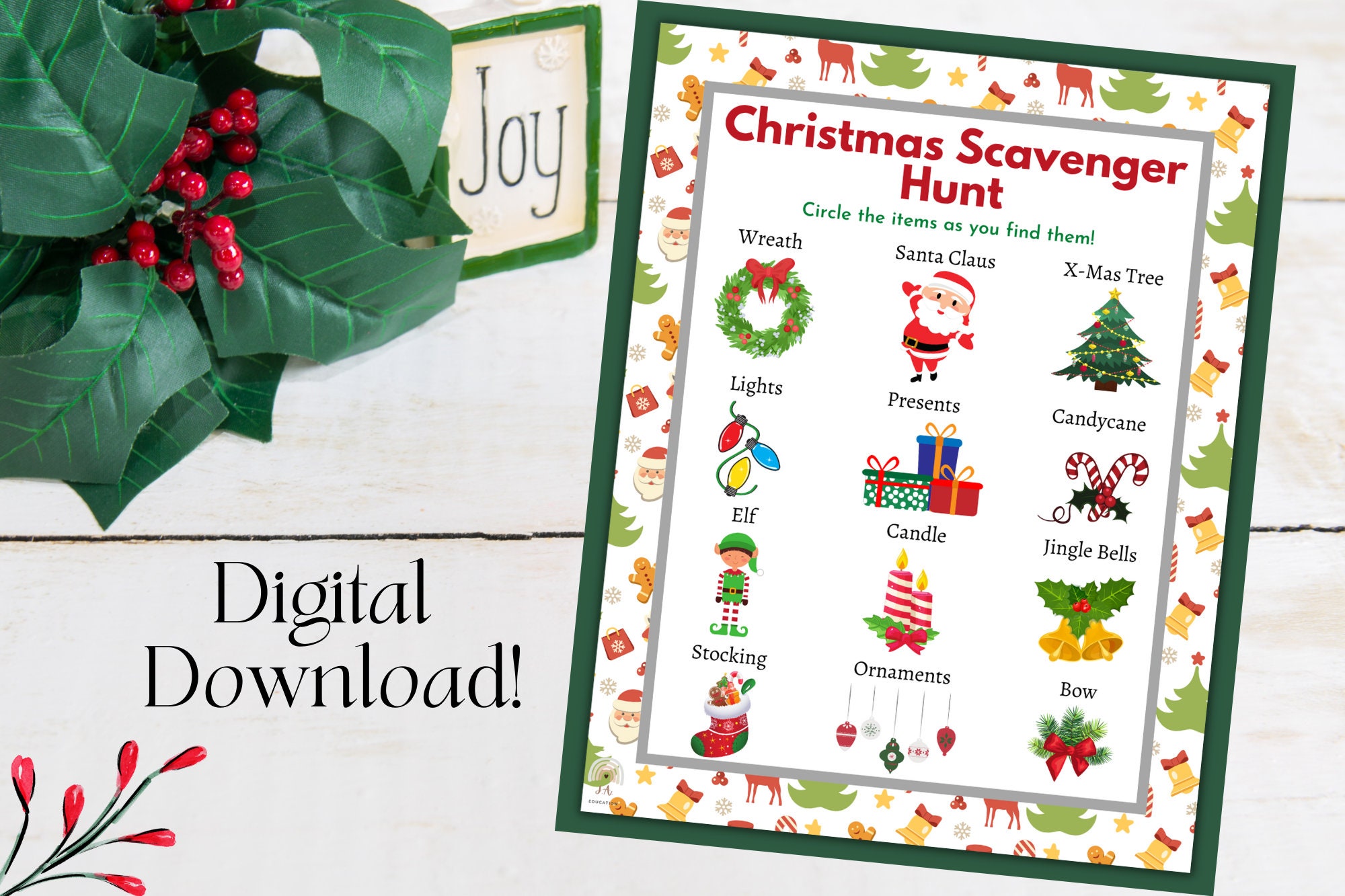 Christmas Scavenger Hunt, Printable Christmas Games, Toddler Kids ...