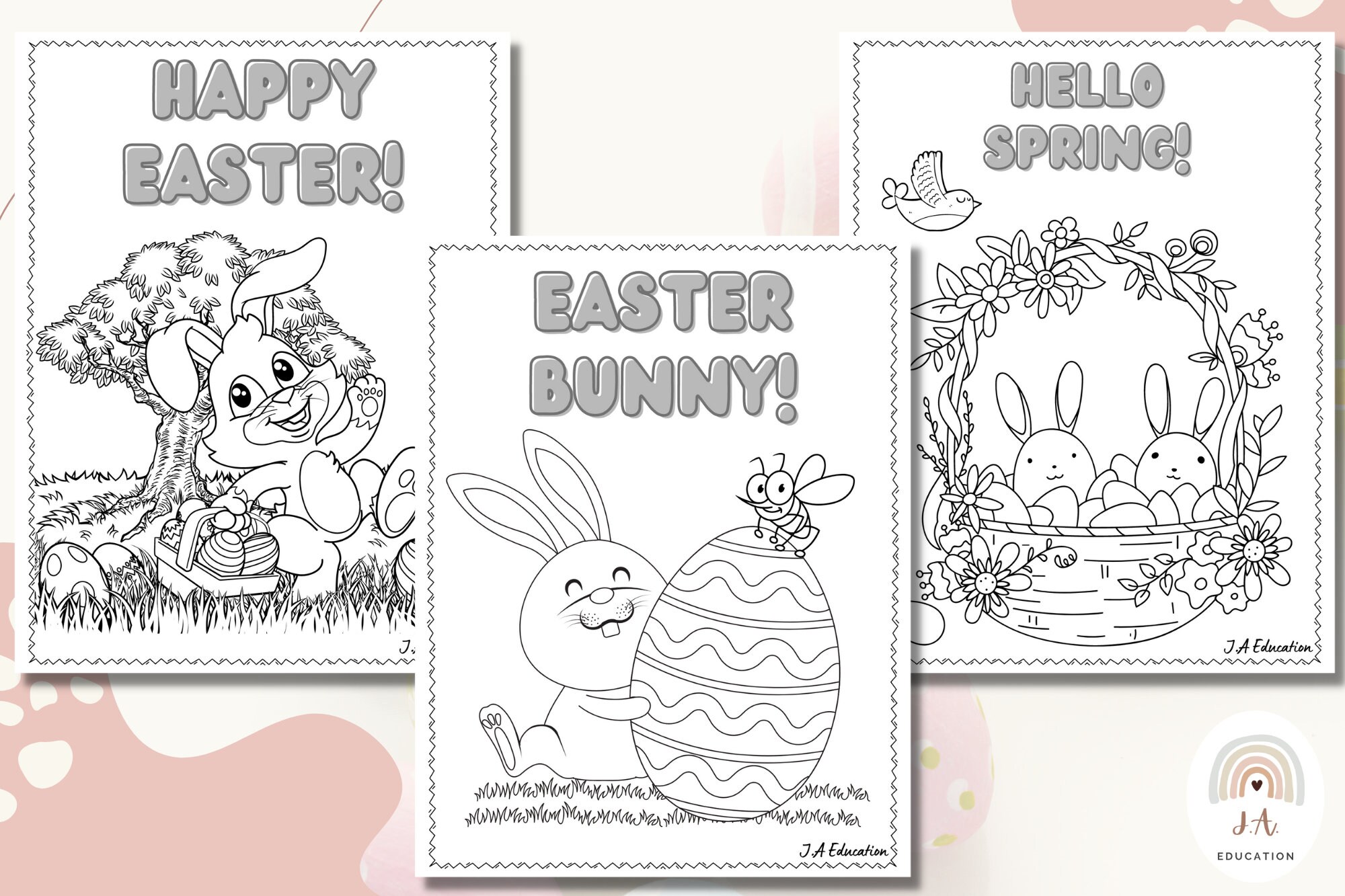 Easter Coloring Pages, Spring Coloring Book PDF, Basket Stuffers, Boys ...