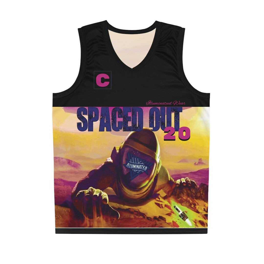 Spaced Out Basketball Jersey Original AOP Black - Etsy