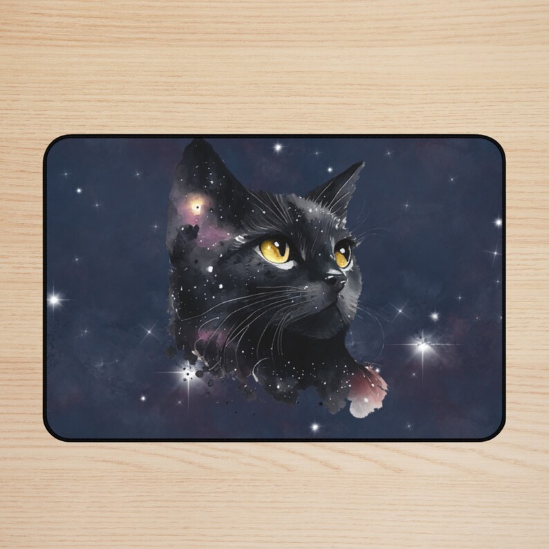 Cat Desk Mat Celestial Desk Mat Space Cat Desk Mat Kitty Deskmat Blue ...