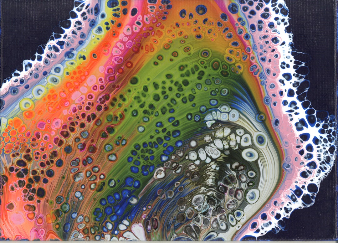 Acrylic Pouring Picture rainbow 18 X 13 Cm - Etsy