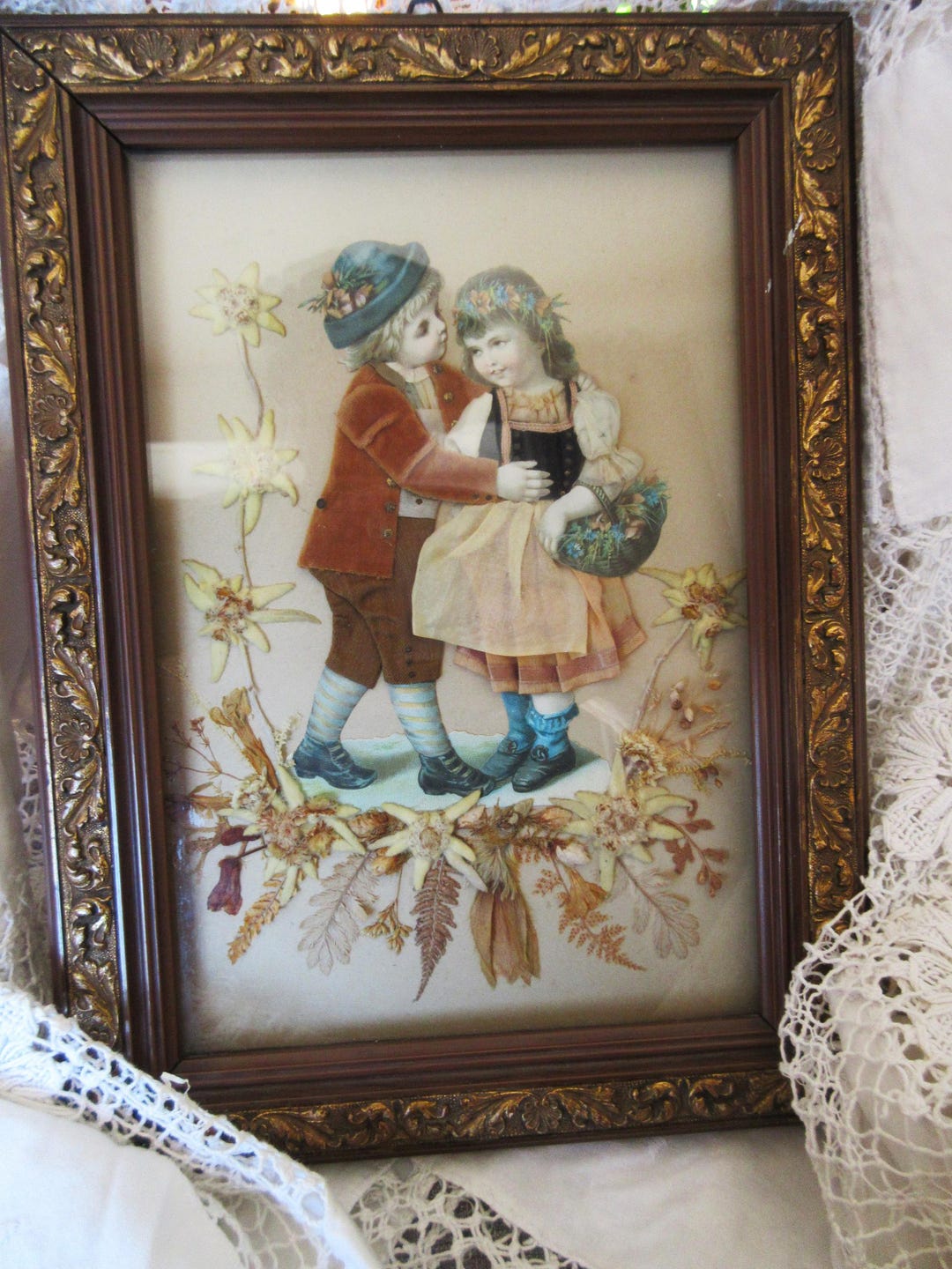 Antique Folk Art Monastery Work Diorama Collage Children's Picture ...