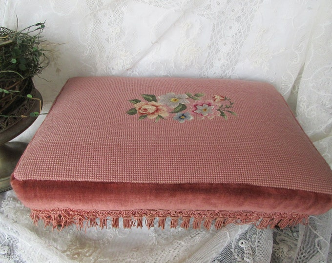 Stable FOOT BENCH Beautiful WOODEN STOOL Tapestry Wooden Bench Shabby ...