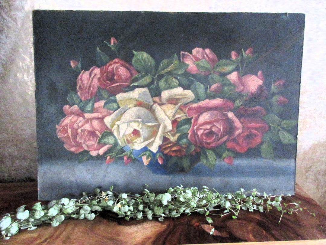 Antique Rose Painting Oil Painting Still Life Roses Bouquet Painting ...