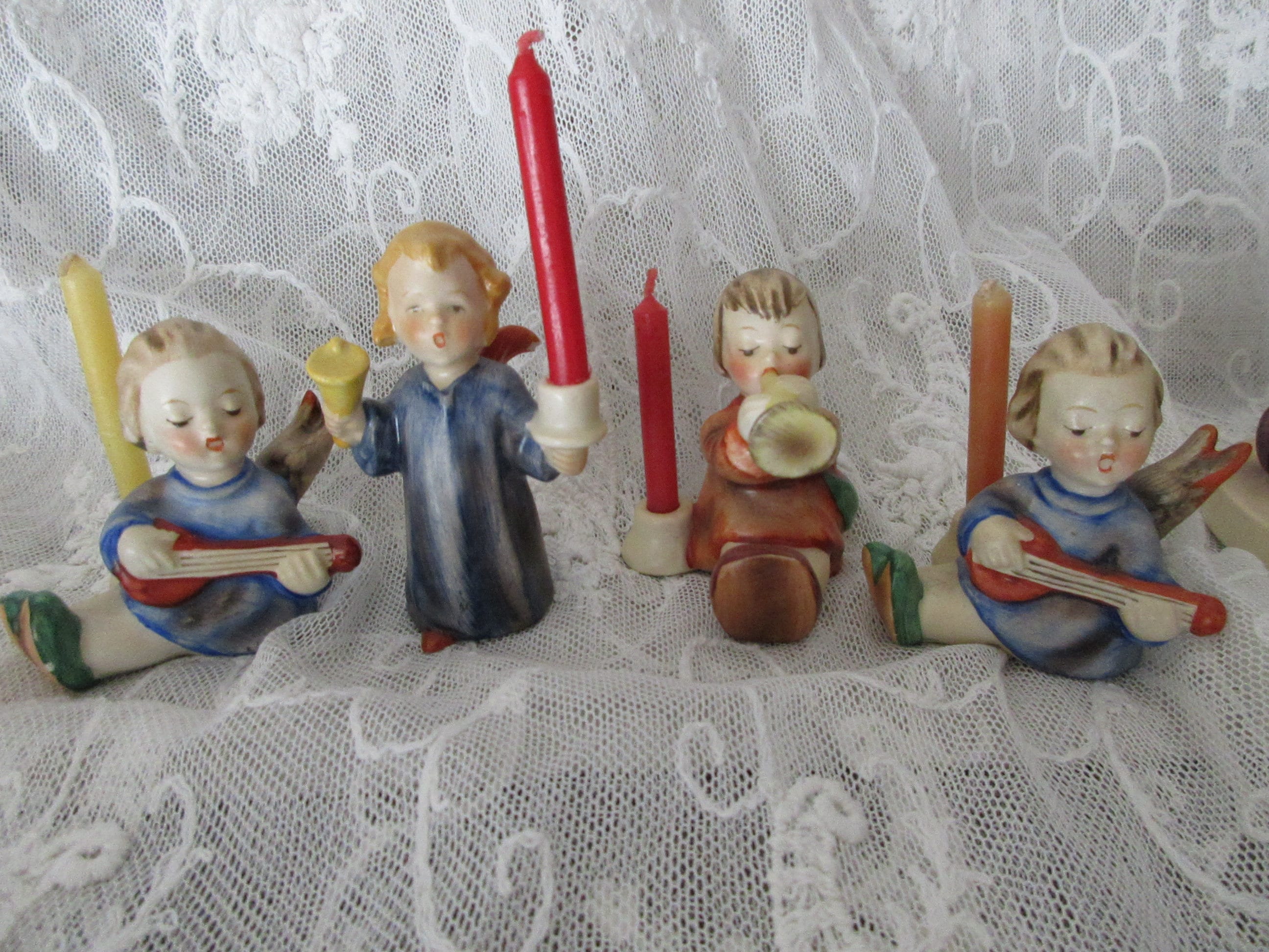 HUMMEL Figuren Set Engel mit Kerze Kerzenhalter Keramik Angel Candle ...