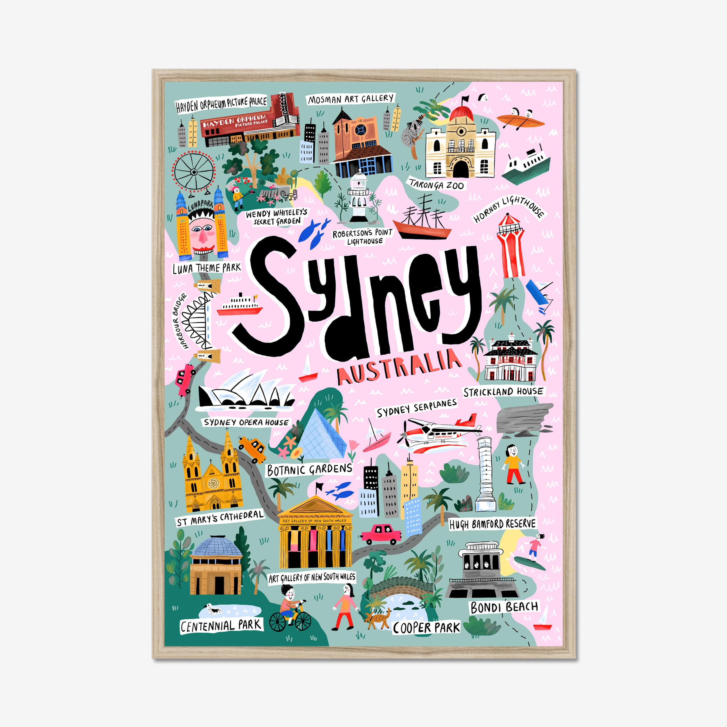 Sydney Australia Map. Beautiful Wall-art Poster. Hand Drawn - Etsy