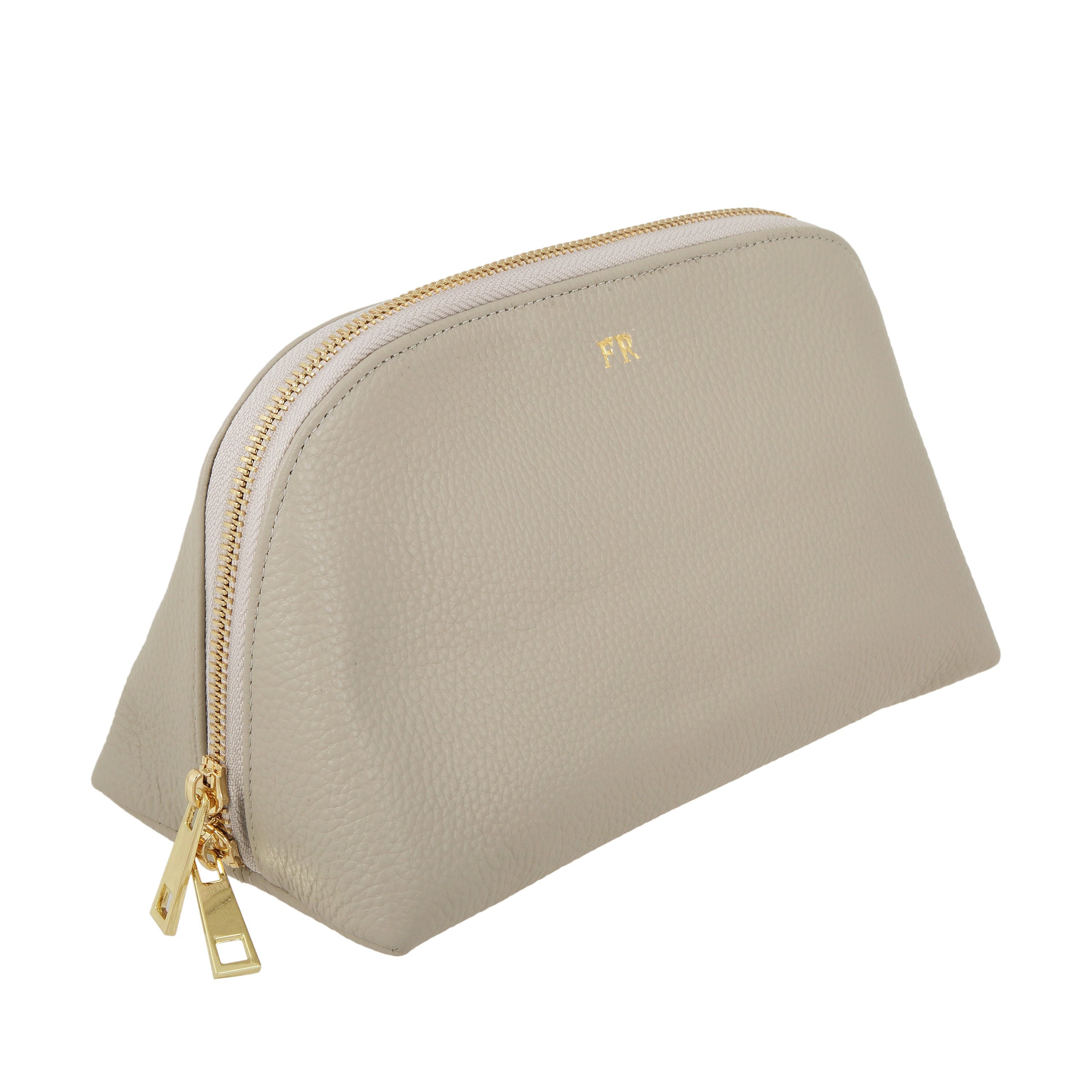 Personalised Dove Grey Pebble Italian Leather Luxury Cosmetic Bag ...