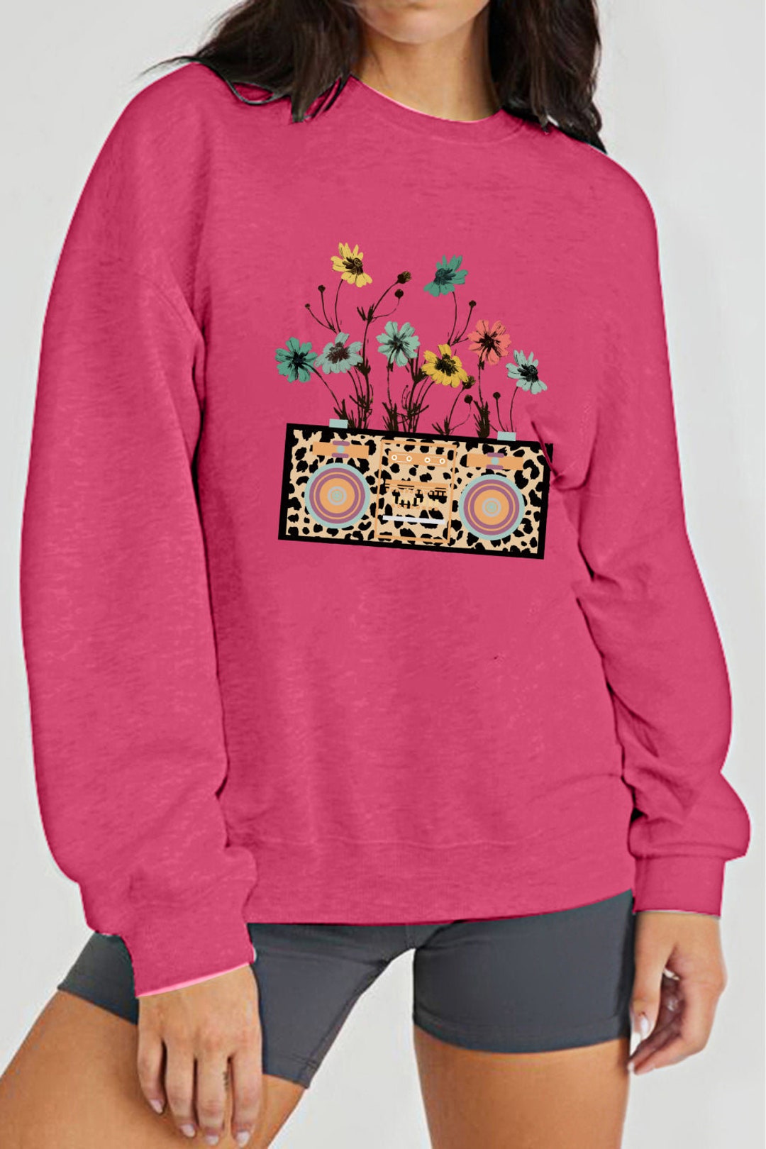 Simply Love Full Size Flower & Sound Box Graphic Sweatshirt - Etsy