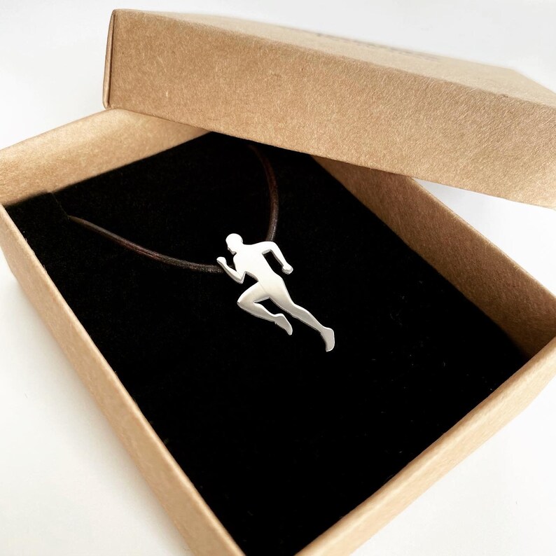 Running Man Silhouette Rhodium Plated Sterling Silver Charm Pendant ...