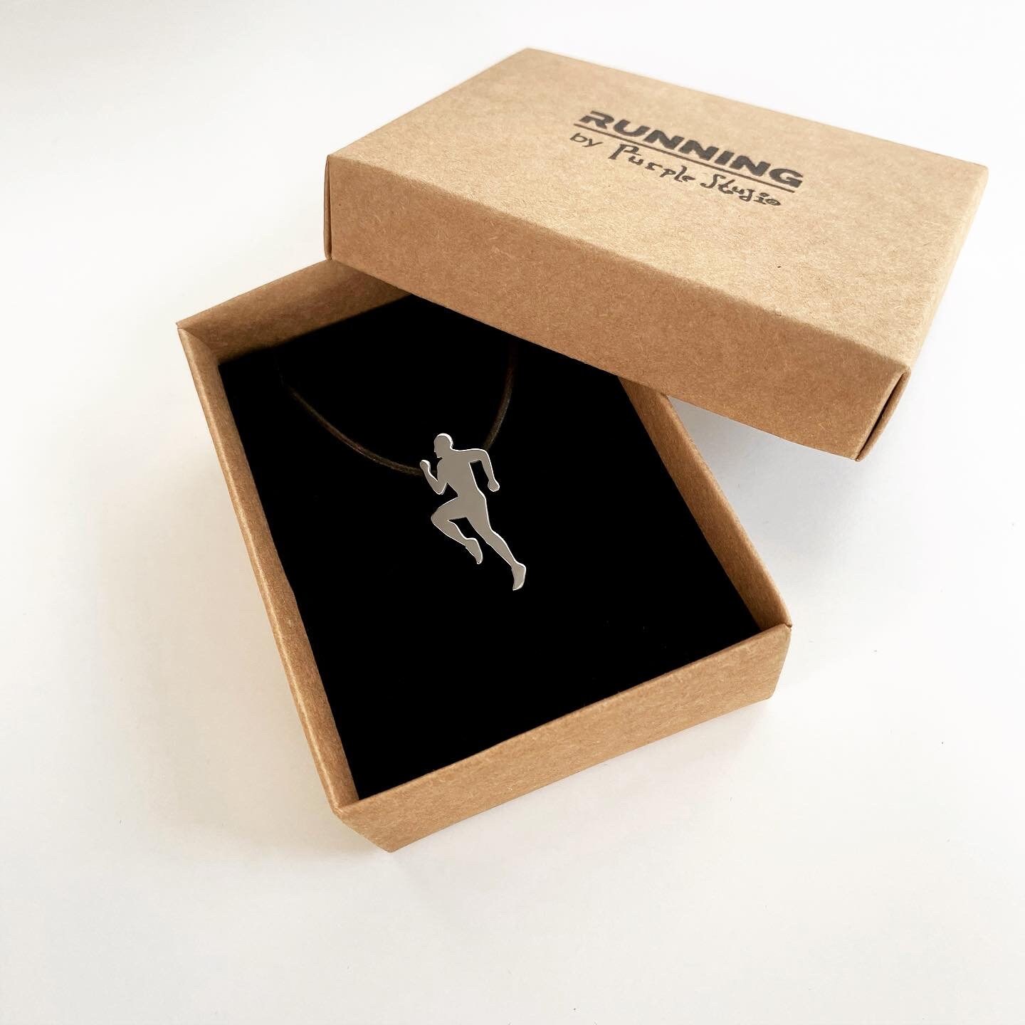 Running Man Silhouette Rhodium Plated Sterling Silver Charm Pendant ...