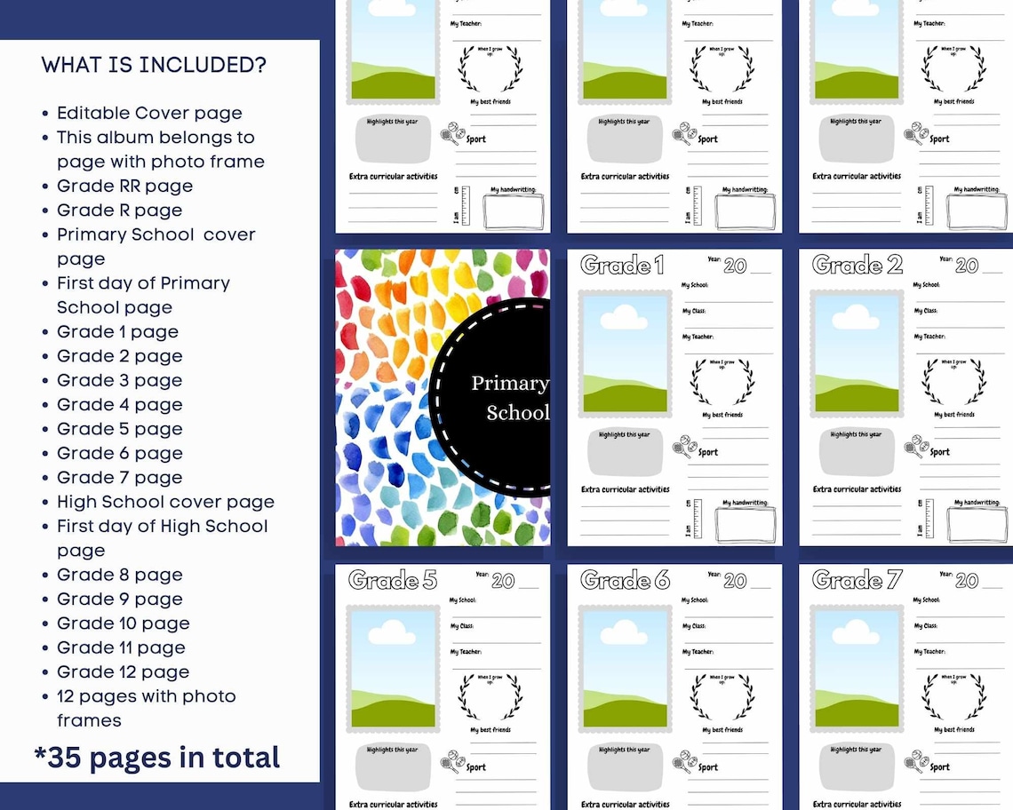 Editable School Album Canva Template Customizable Yearbook Design Back ...