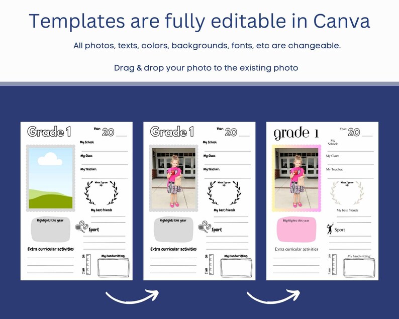 Editable School Album Canva Template Customizable Yearbook Design Back ...