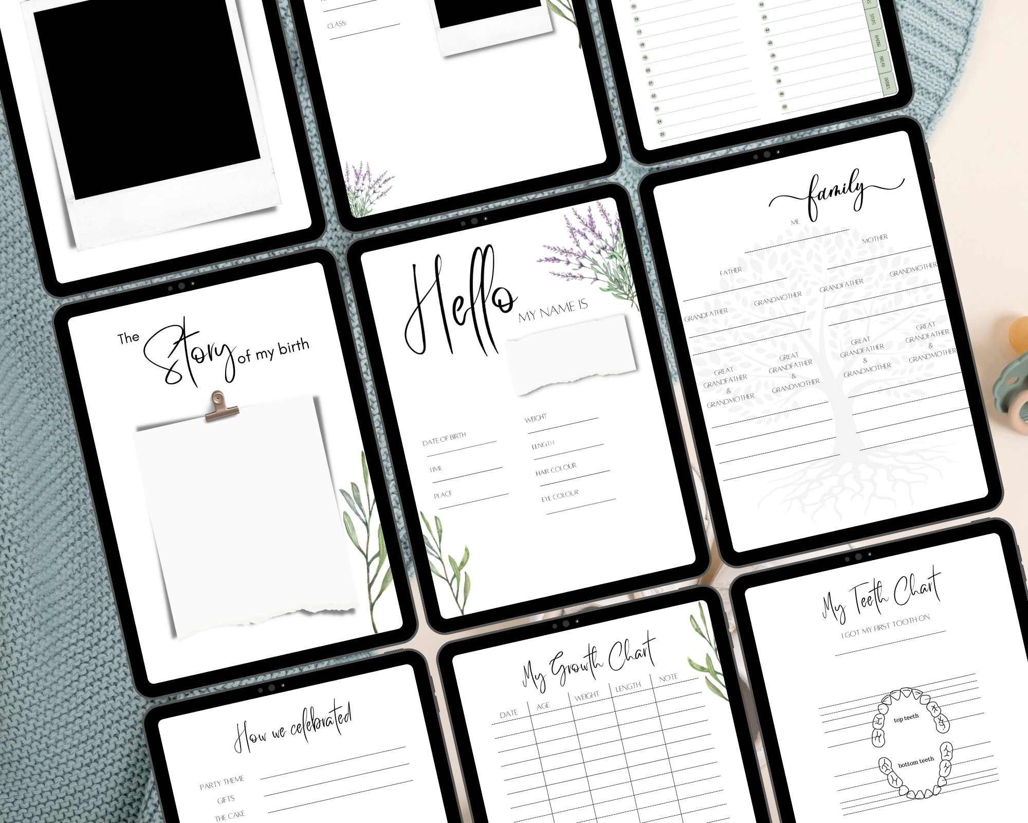 Baby First Year Journal Minimalist Digital Baby Journal Milestones ...