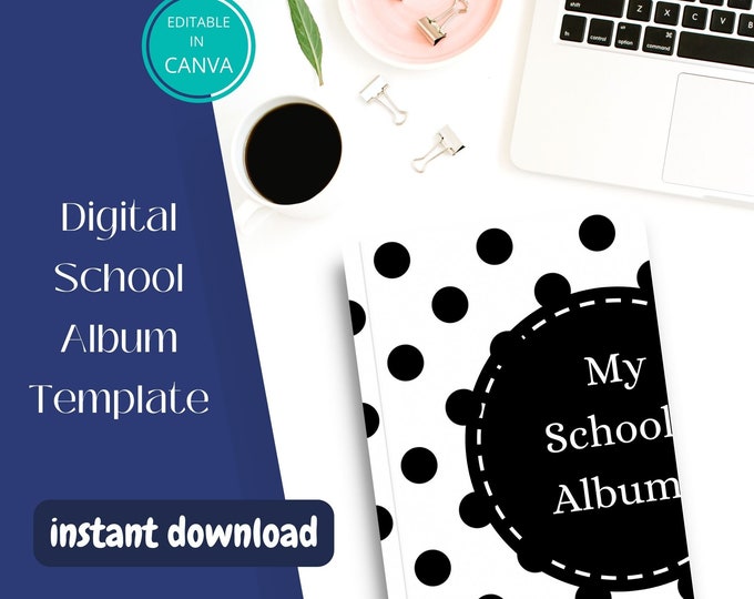 Digital School Memory Book Canva Template Yearbook Design Back to ...