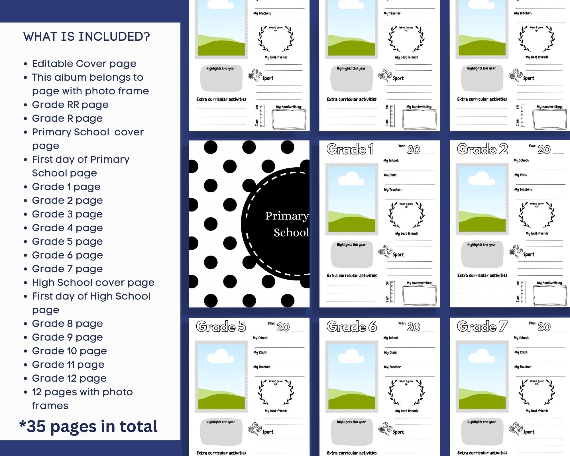 Editable School Album Canva Template Customizable Yearbook Design Back ...