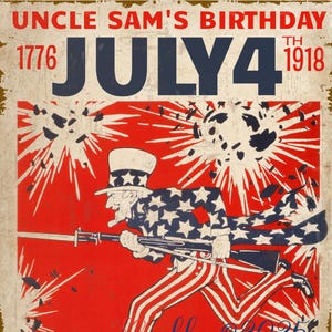 Fourth of July Uncle Sam Rice Paper A4 or A5 Sz Vintage Fourth of July ...