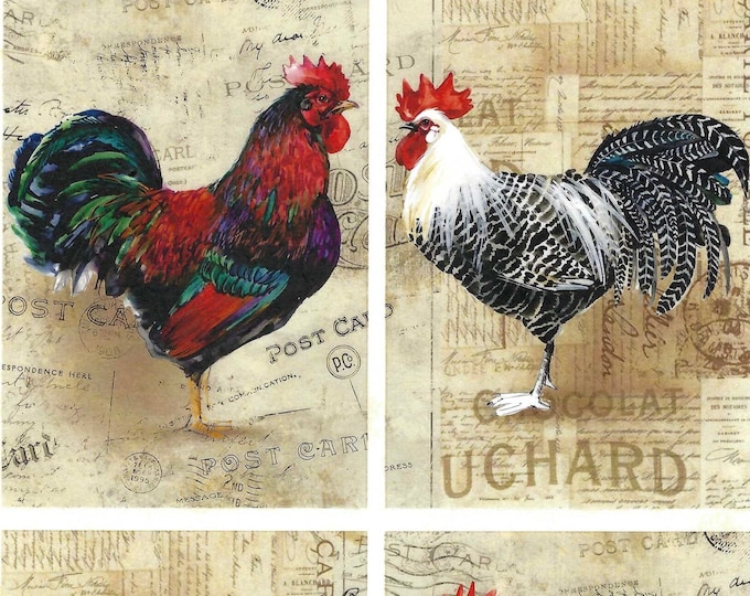 Rooster Decoupage Rice Paper A4 Size Gorgeous Chickens Four Images on ...