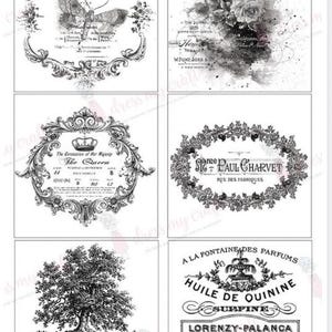 Wet Transfer Paper Vintage Tiles and Text Water Transfer Sheet, One ...