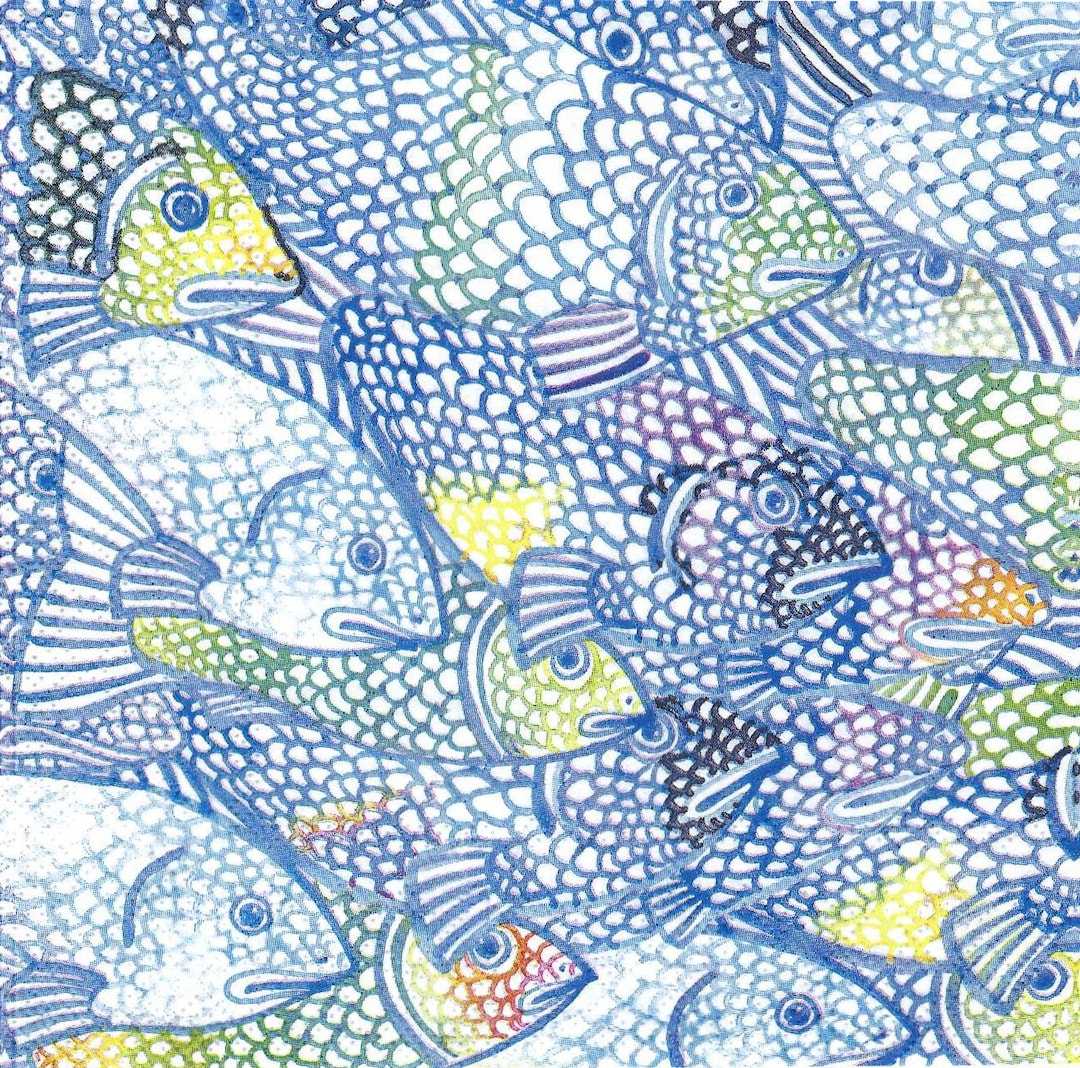 Rainbow Fish Toile Decoupage Napkins Multi Color Allover Print ...