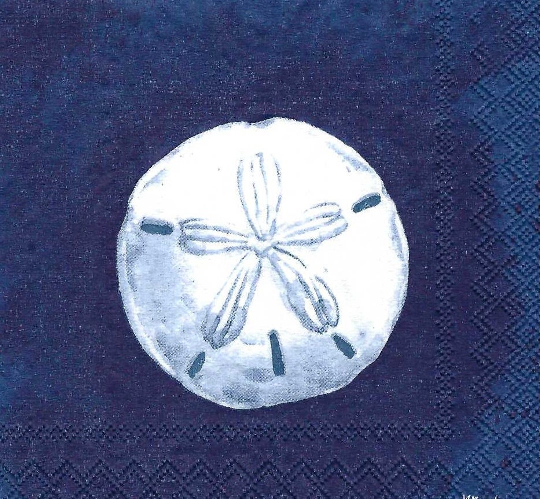 Decoupage Napkins Shells Navy Blue and White Sand Dollar, Includes ...