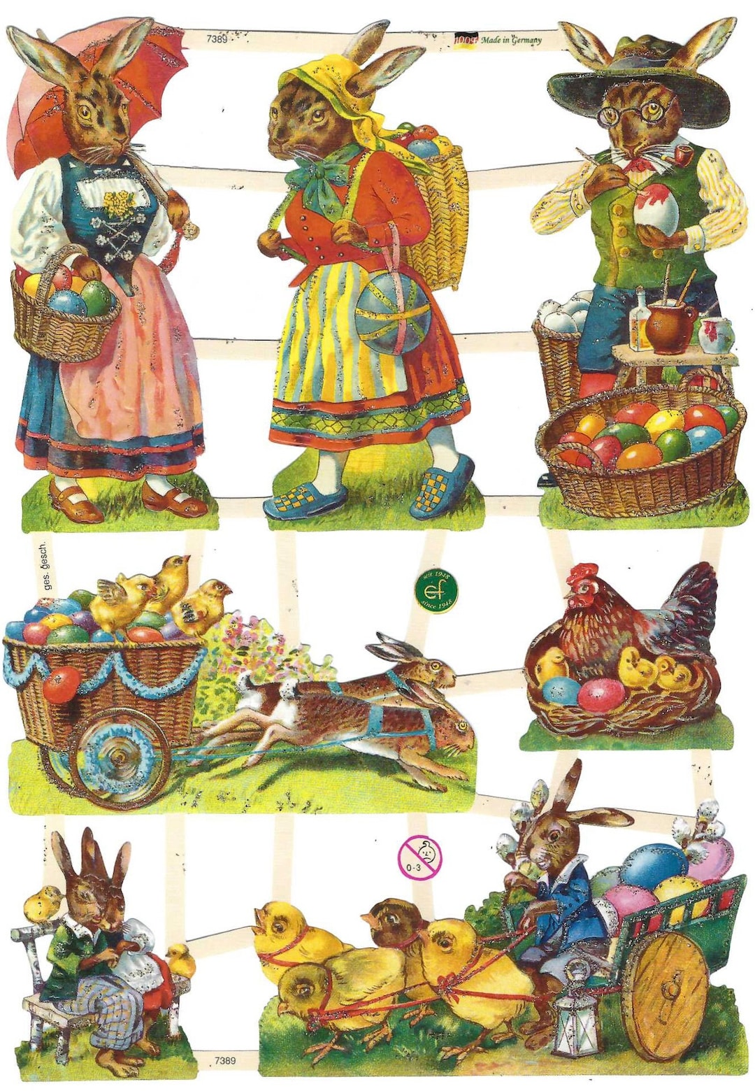 Easter Theme Die Cut Sheet Embossed With Mica Vintage Style Imported ...