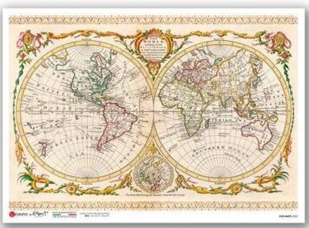 Antique Map Rice Paper Old Maps by Paper Designs of Italy A5 Size for ...